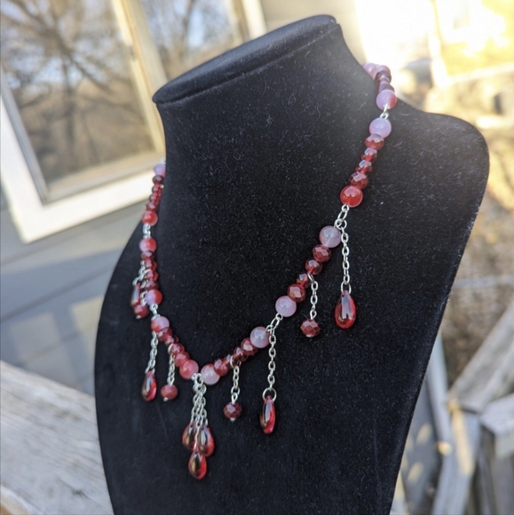 Hand Crafted | Jewelry | Handmade Red Glass Drop Necklace | Poshmark